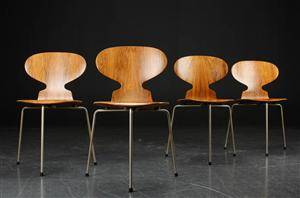 Slutpris för Arne Jacobsen. Fire stole 'Myren'