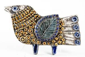 Slutpris för LISA LARSON, väggrelief, stengods, 'Fågel',