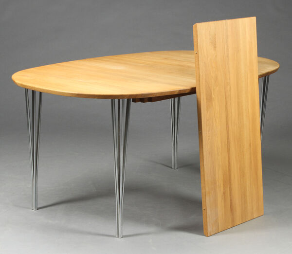 Slutpris för Haslev. Ovalt spisebord m. udtræk